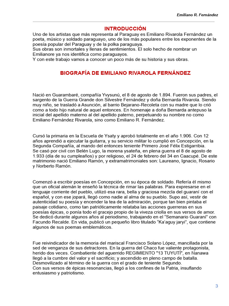 Emiliano R Fernandez - Exposicion | PDF | Paraguay