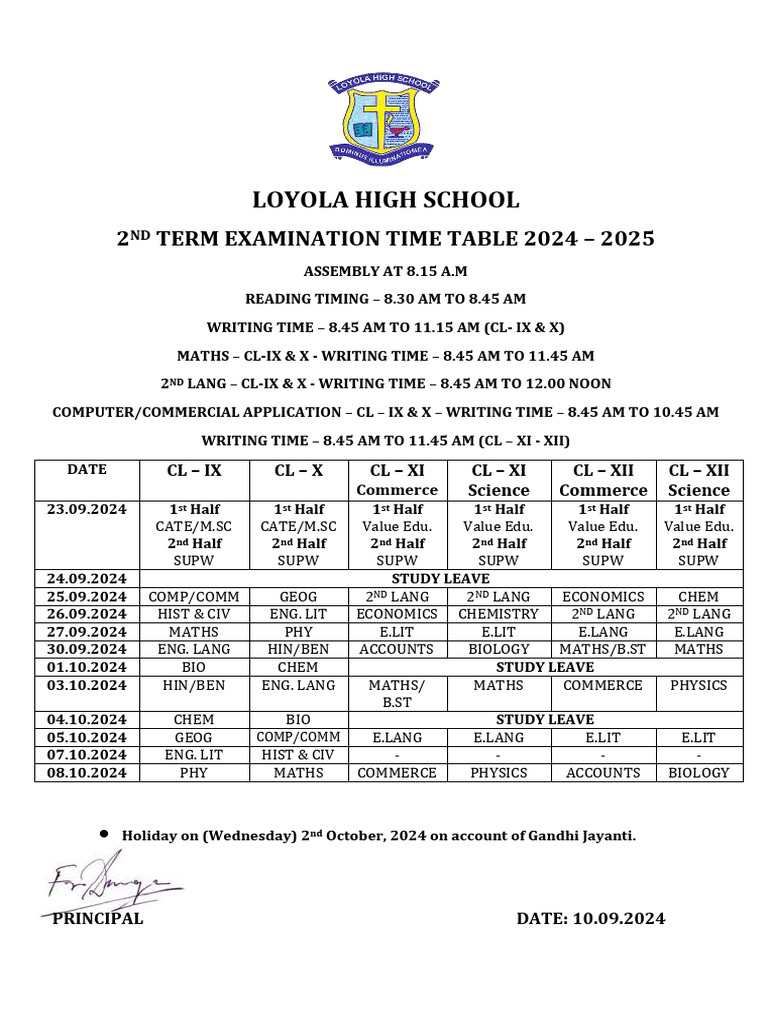 2nd Term Examination 2024-2025 cl-IX To XII | PDF