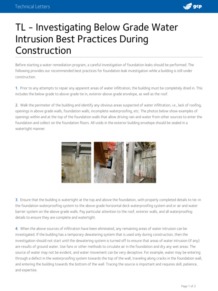 GCPAT TL Investigating Below Grade Water Intrusion Best Practices ...