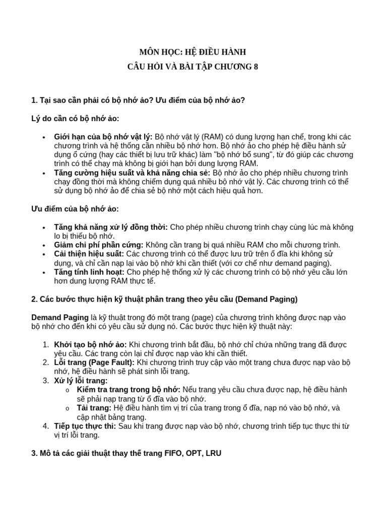 Bai Tap Chuong 8 HDH | PDF