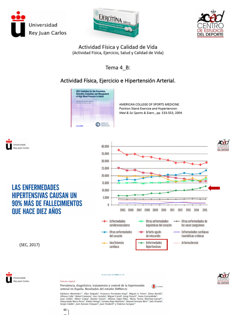 Tema 4C Actividad Física, Ejercicio e Hipertensión Arterial | PDF | Hipertensión | Presión sanguínea