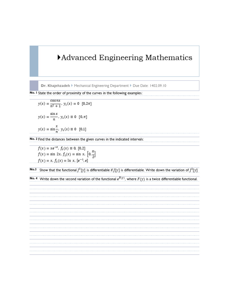 Advanced Engineering Math Problems | PDF