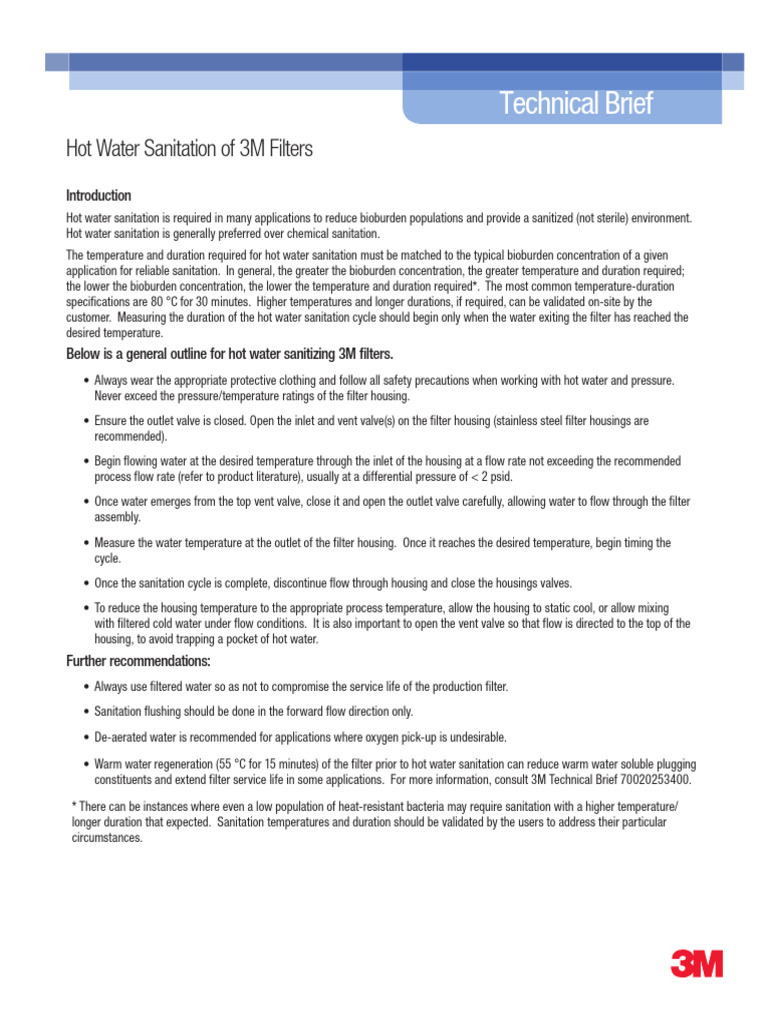 TAB - Hot Water Sanitation of 3M Filters | PDF | Water Heating | Water