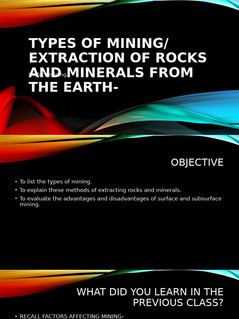 Extraction of Rocks and Minerals - Surface Mining. | PDF | Mining | Surface Mining