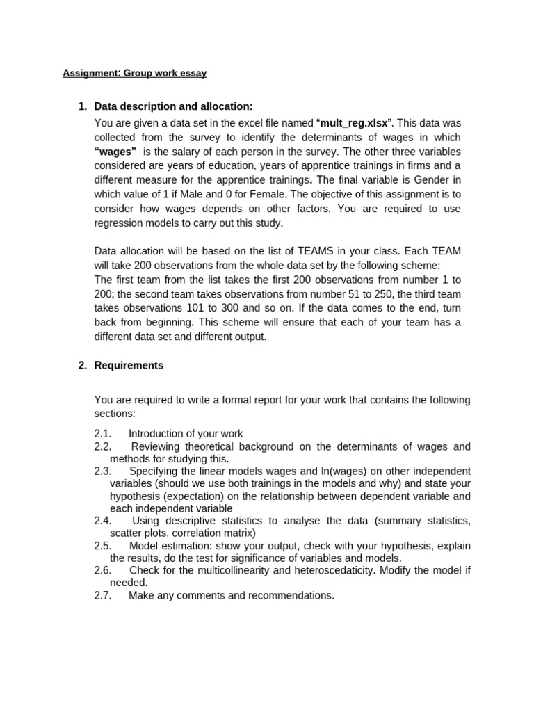 Assignment Econometrics | PDF