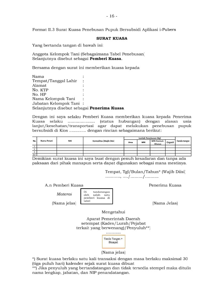 Format Baru Surat Kuasa Penebusan Berkelompok | PDF