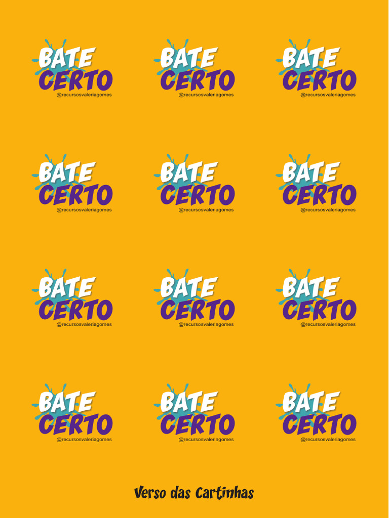 Jogo Bate Certo Animais Cartas Quadradas Recursos Valeria Gomes 7 | PDF