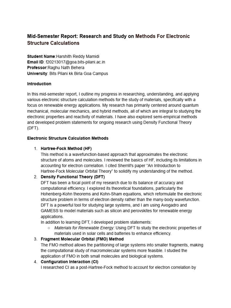 Mid-Semester Report - Research and Study On Methods For Electronic ...