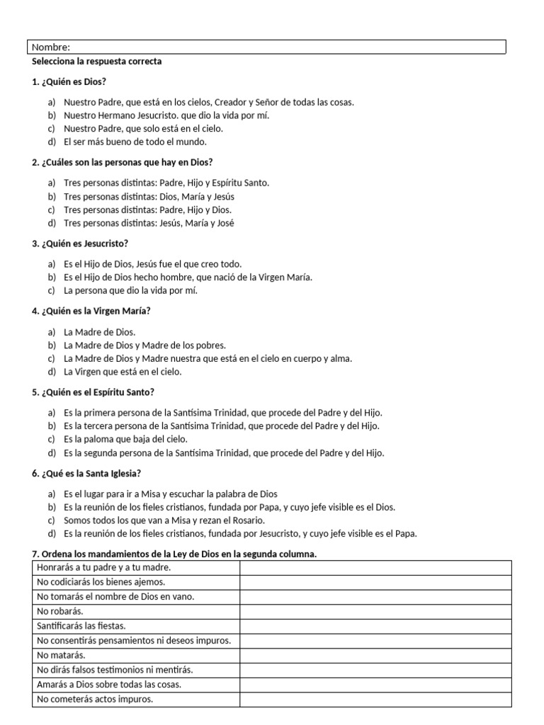 Exámen 4° Unidad 1 | PDF