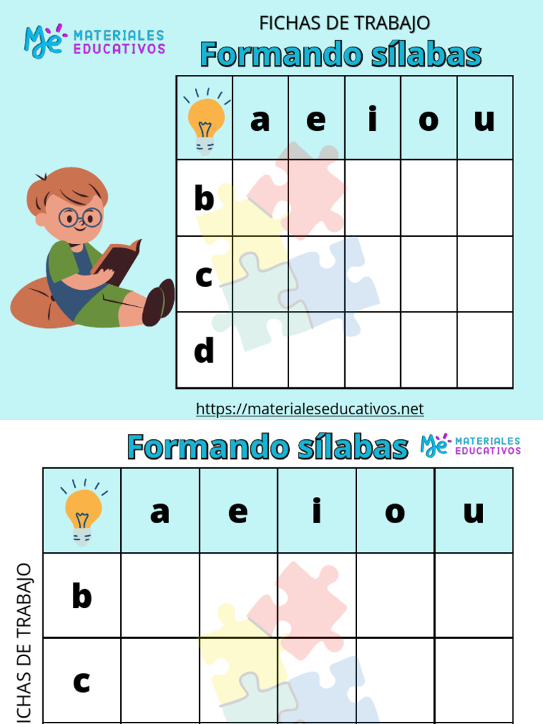 Fichas para Formar Silabas Recortar y Pegar | PDF