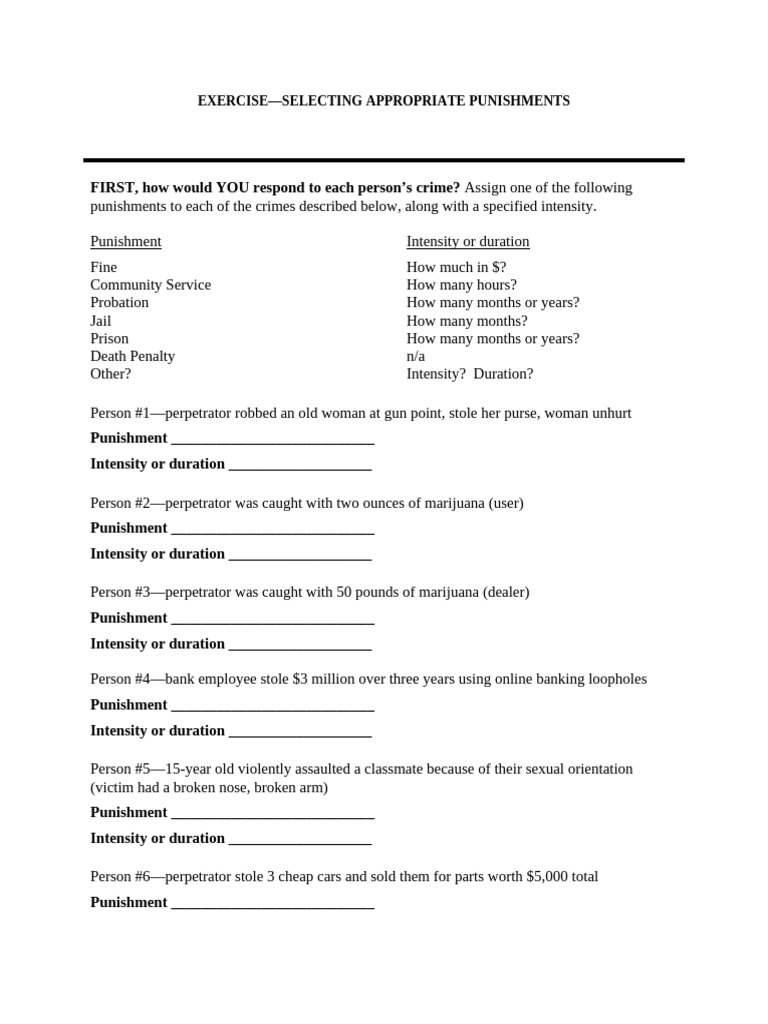 Selecting Fitting Punishments for Crimes | PDF