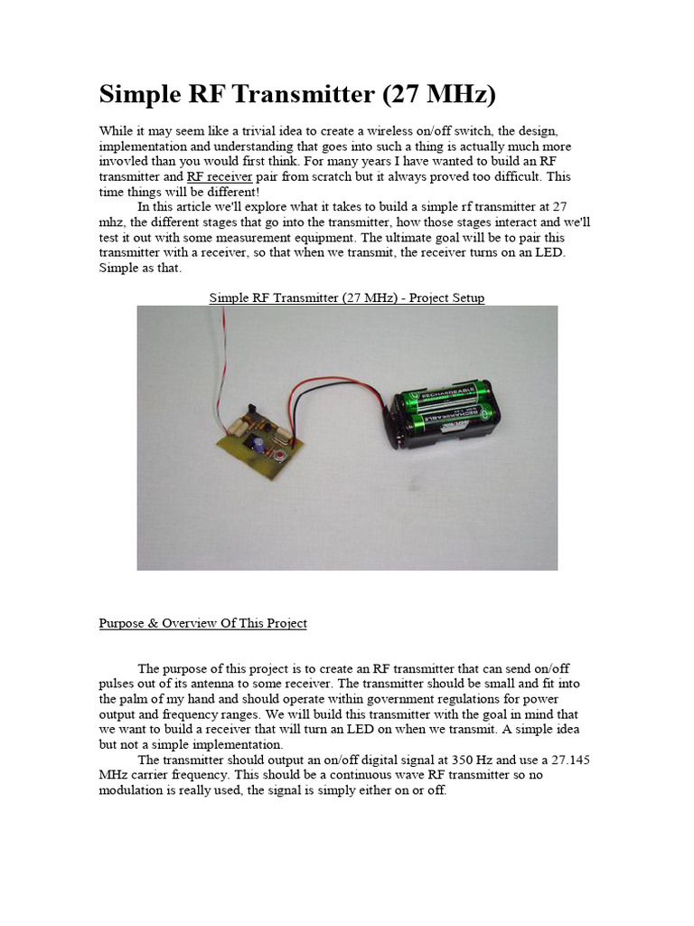 Conjunto Transmisor - Receptor de RF A 27 MHZ | PDF | Inductor | Printed Circuit Board