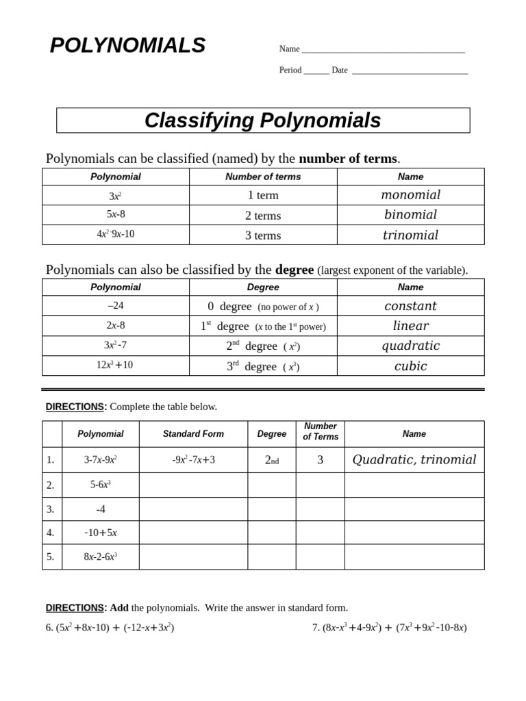 Classifying Polynomials Edited | PDF | Polynomial | Abstract Algebra