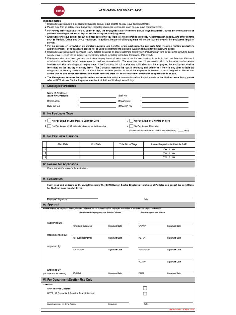 No-Pay Leave Application Guidelines | PDF | Employment | Salary