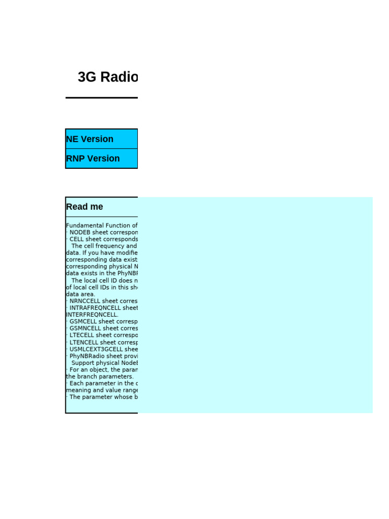 3G Radio Network Planning Data Template - BG3881 | PDF | High Speed ...