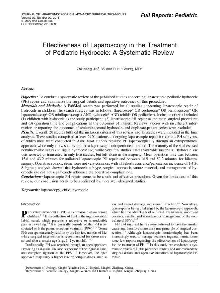 Laparoscopic Pediatric Hydrocele Repair Review | PDF | Clinical Medicine