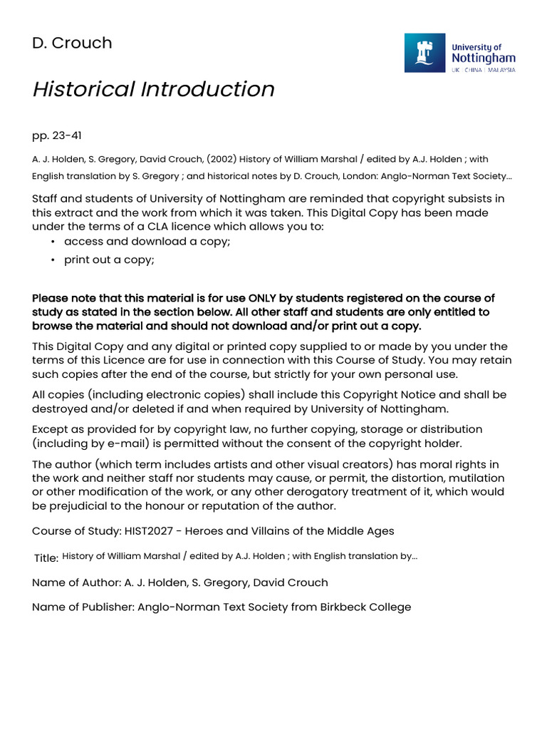 William Marshall D. Crouch The Introduction | PDF | Gospels | Copyright