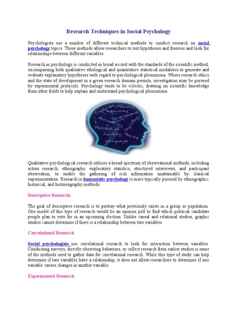 Research Techniques In Social Psychology Pdf Experiment