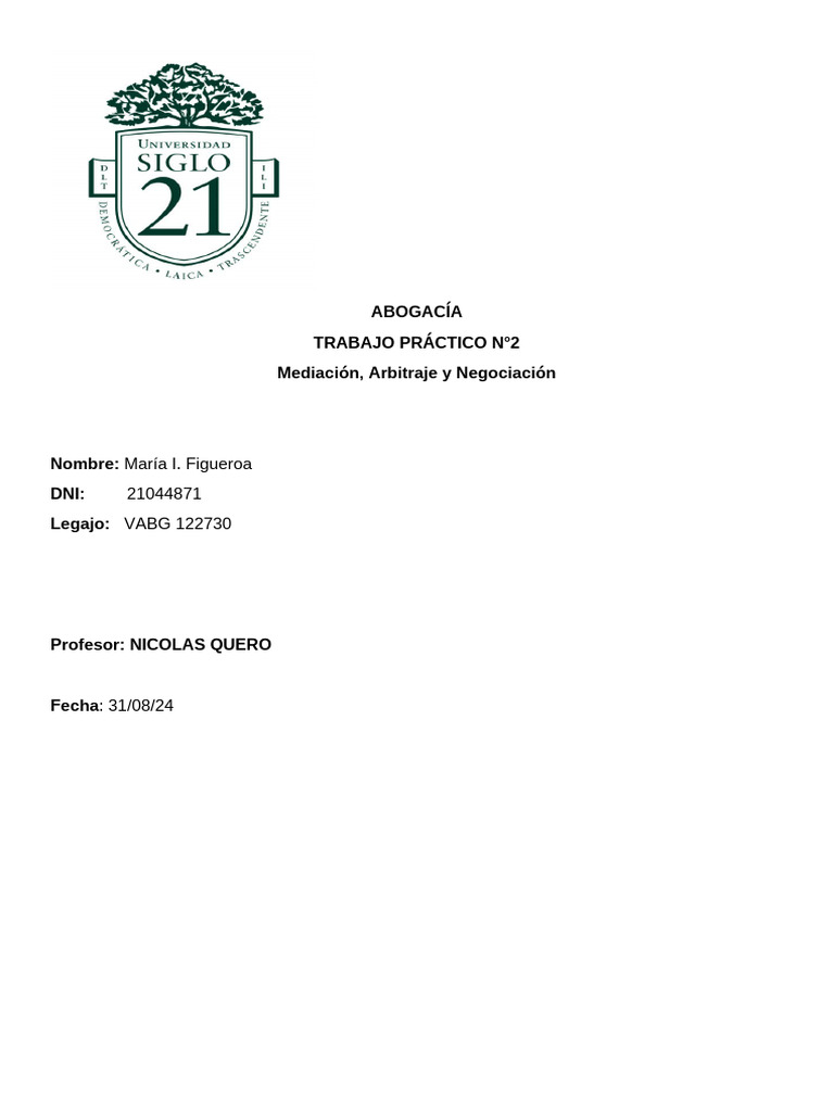 TP #2 de MEDIACION | PDF