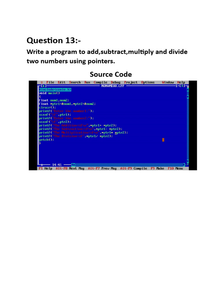 C Programs for Basic Arithmetic Operations | PDF