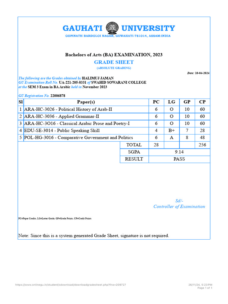 Halim 3rd Sem Marksheet | PDF | Qualifications | Vocational Education