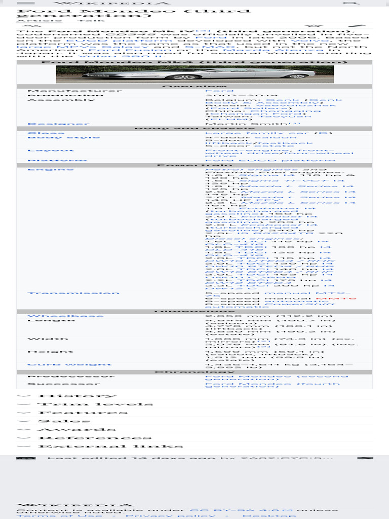 Ford Mondeo Mk4 Overview and Specs | PDF | Ford Motor Company | Motor ...
