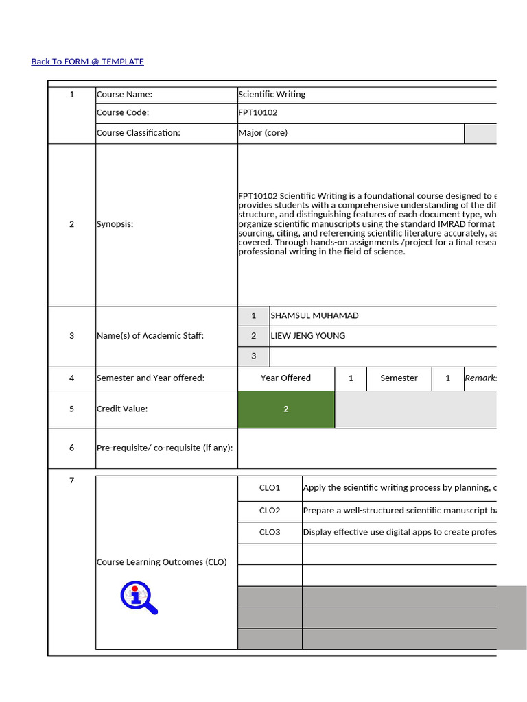 ! TABLE4 FPT10102 Scientific Writing | PDF | Lecture | Plagiarism