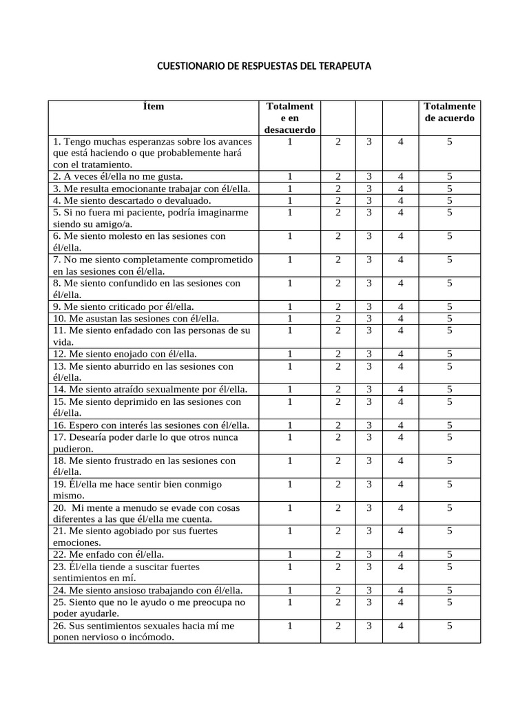 Therapist Response Questionnaire (TRQ) | PDF