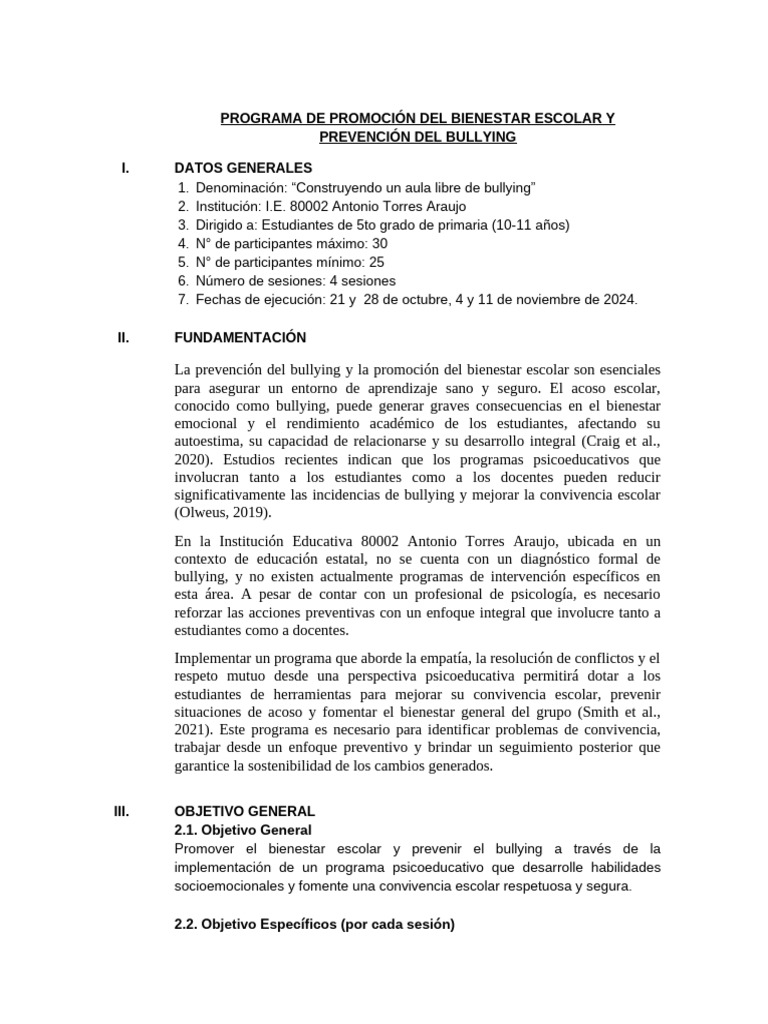 Esquema de Programa de Prevencion | PDF | Empatía | Las emociones