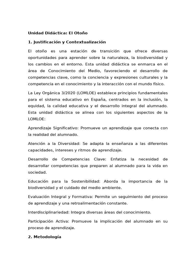 Unidad Didáctica sobre el Otoño | PDF | Evaluación | Aprendizaje