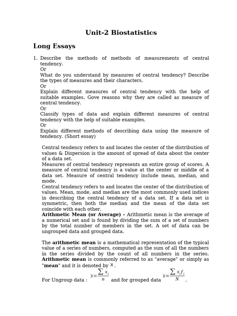 Unit 2 Biostatistics Pdf Coefficient Of Variation Standard