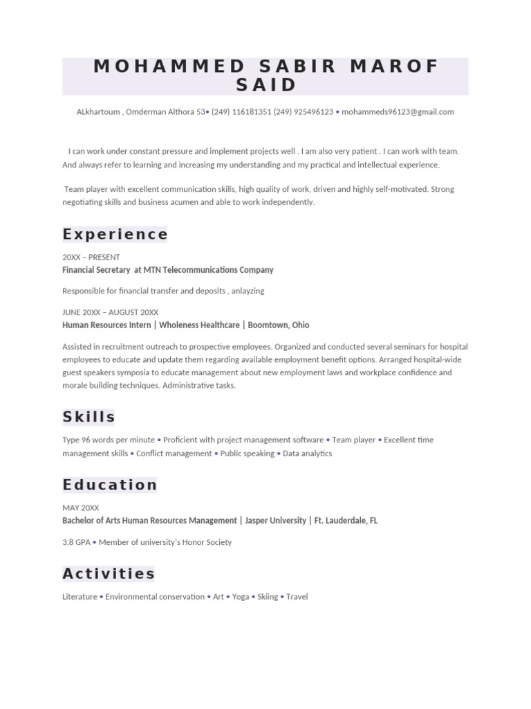 ATS Classic HR Resume | PDF