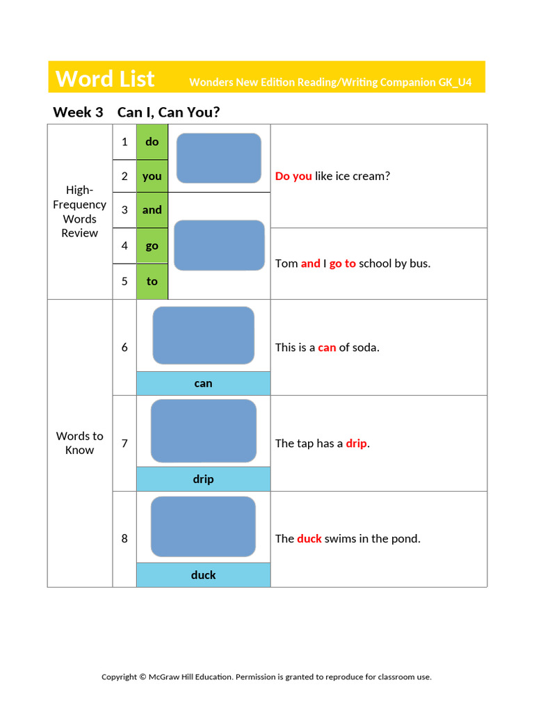 Unit 4 Week 3 Word List (English) | PDF