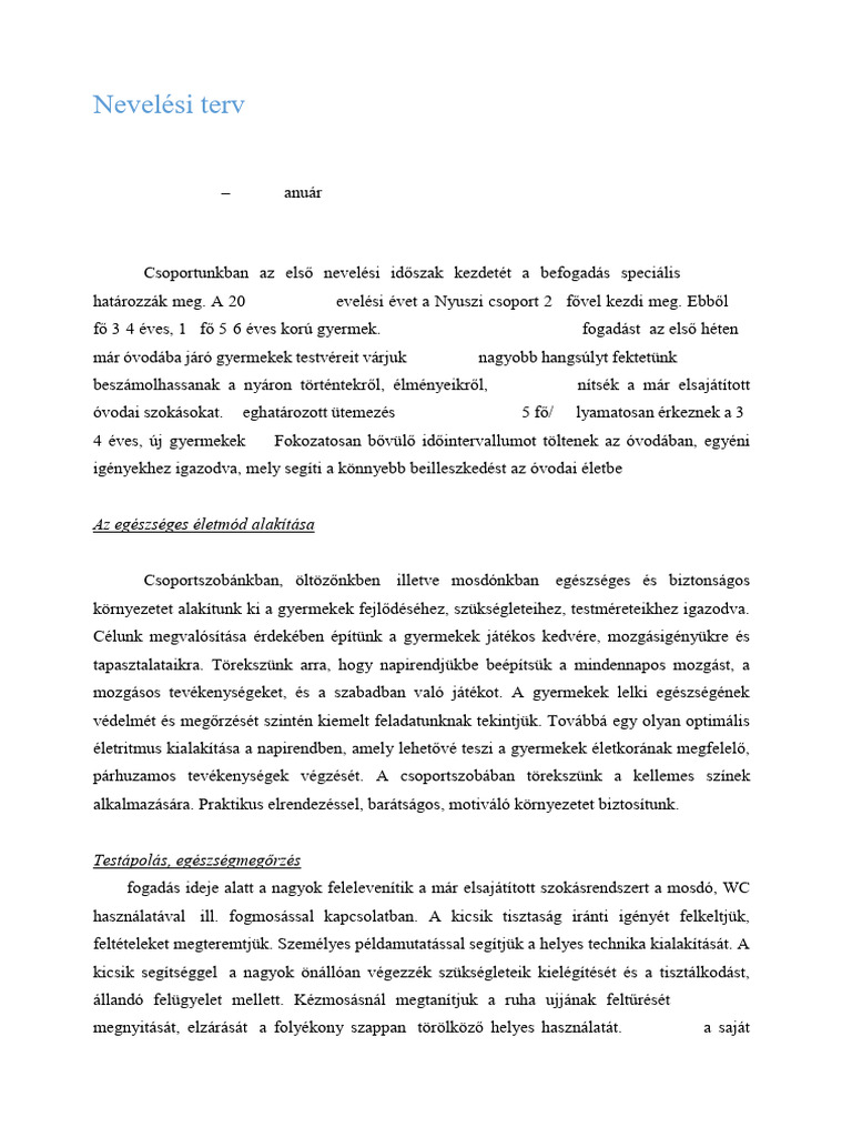 Nevelési Terv Óvoda | PDF