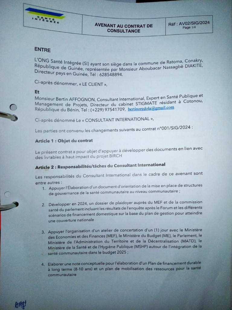 Contrat Bertin | PDF