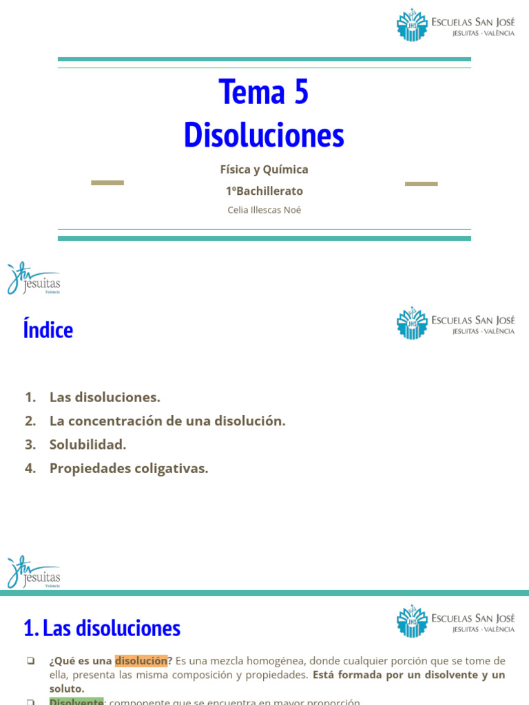 Tema 5. Las Disoluciones. | PDF | Concentración | Materiales