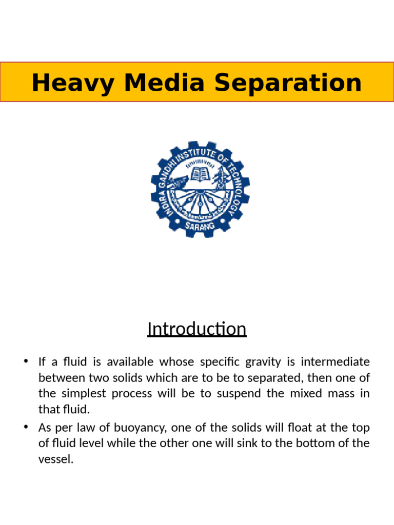 6.1 Heavy Media Separation | PDF | Coal | Water