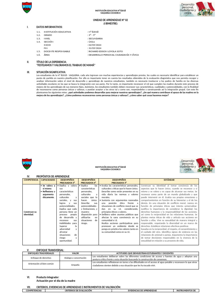 II UNIDAD DE APRENDIZAJE 3º - 5º DPCC | PDF | Utilitarismo | Autonomía