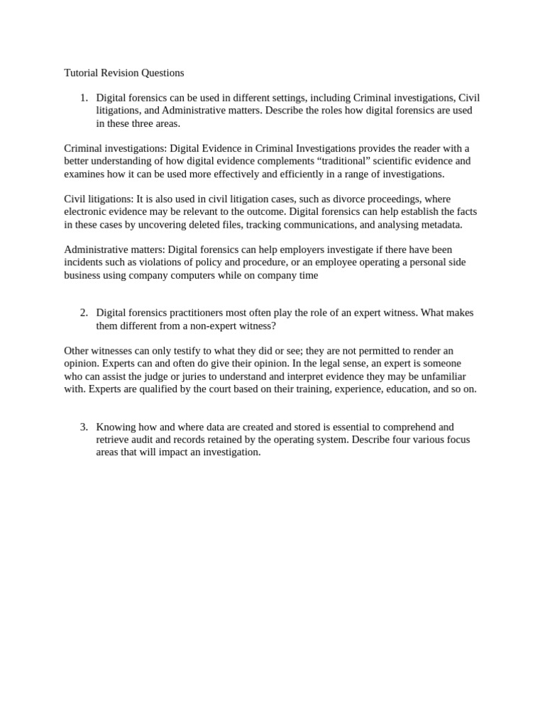 Tutorial Revision Questions | PDF