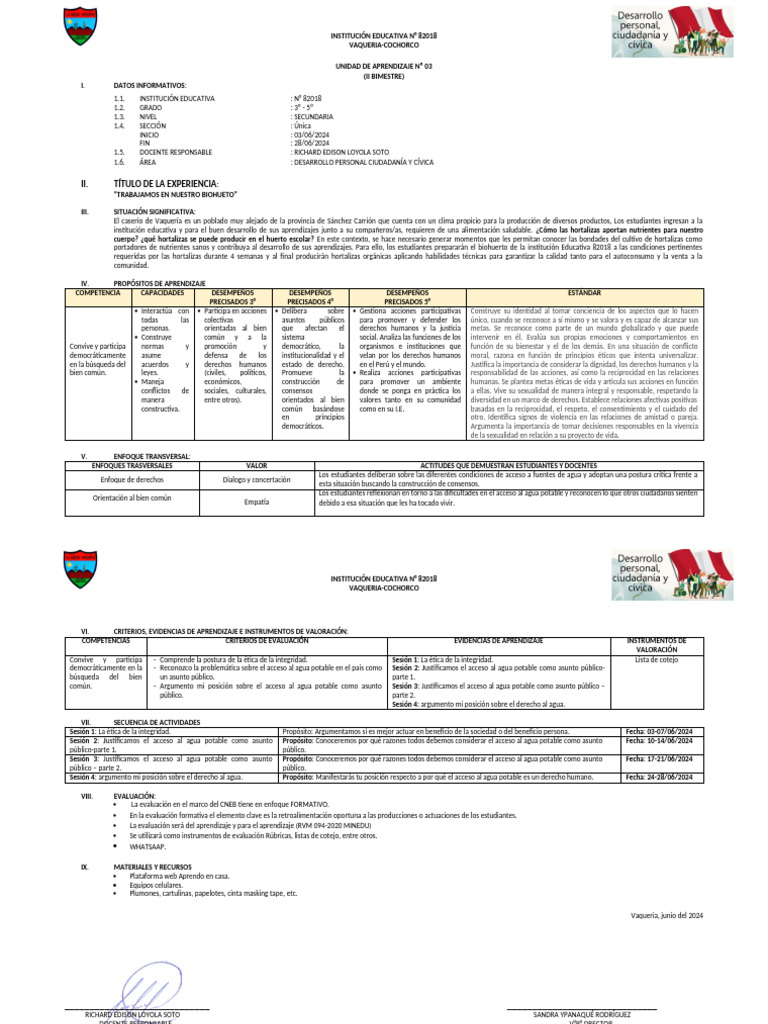 III UNIDAD DE APRENDIZAJE 3º - 5º DPCC | PDF | Evaluación | Derechos humanos