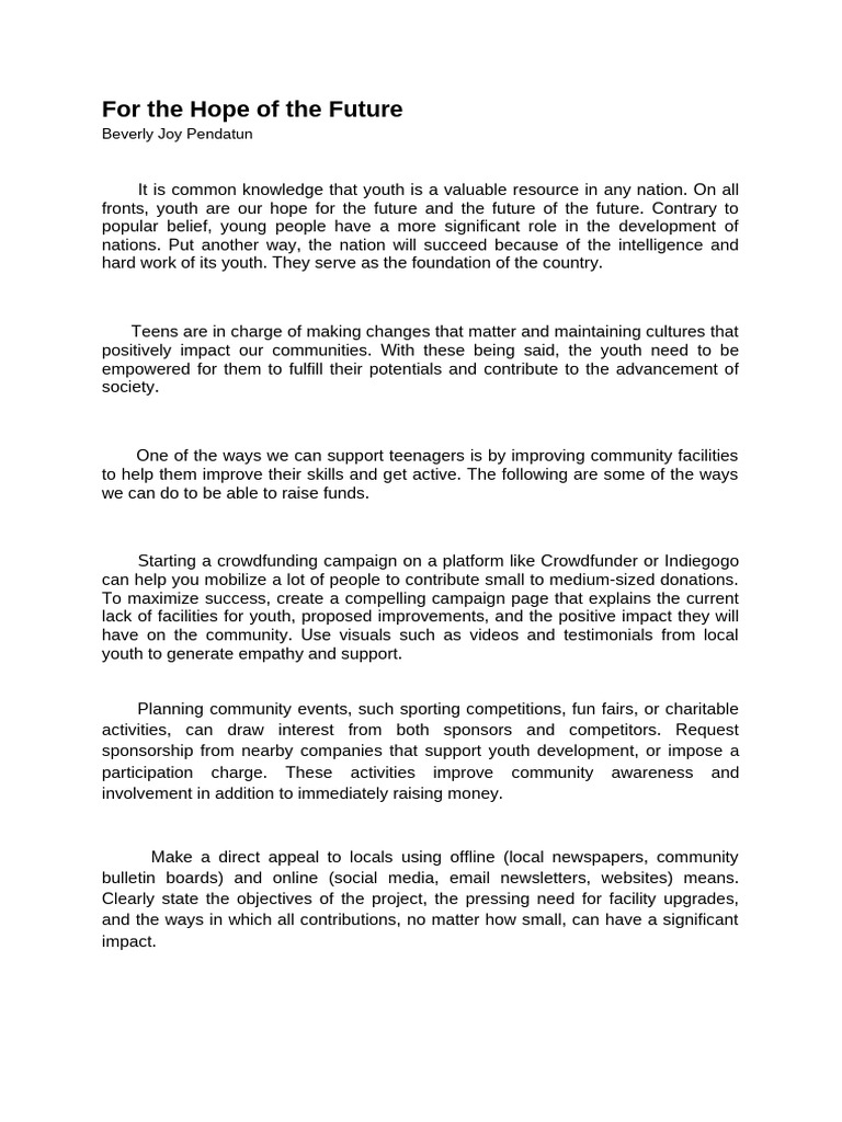 Hope of The Future | PDF | Adolescence | Creativity