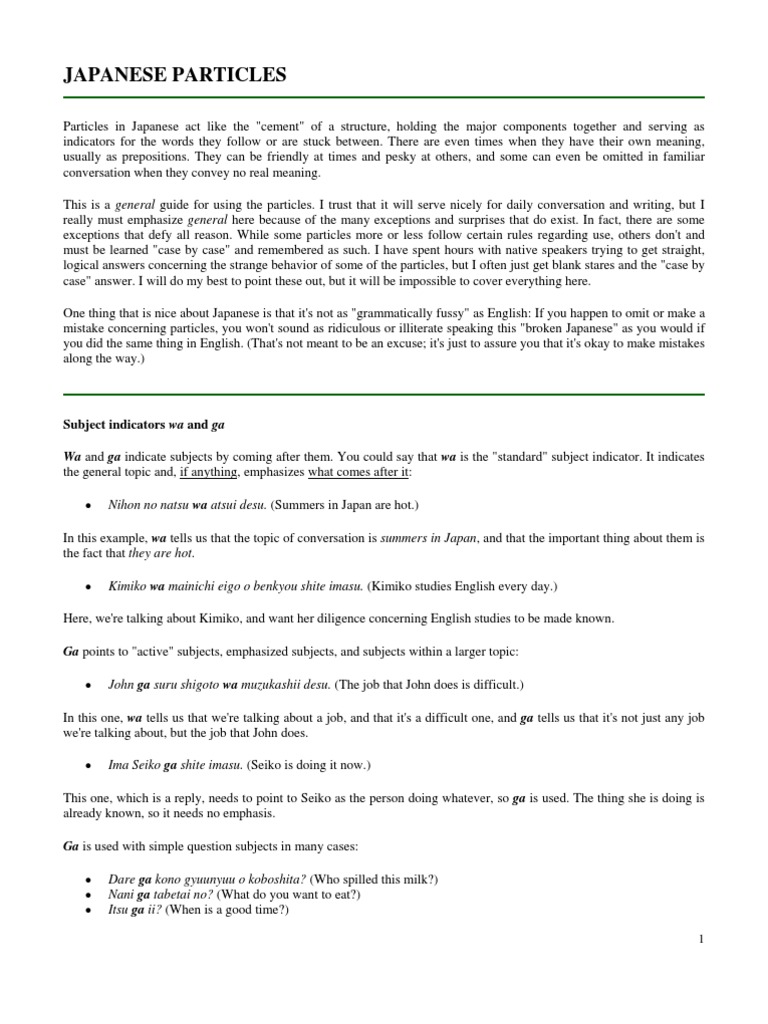 Japanese Particles Japanese Verbs | PDF | Japanese Language | English ...