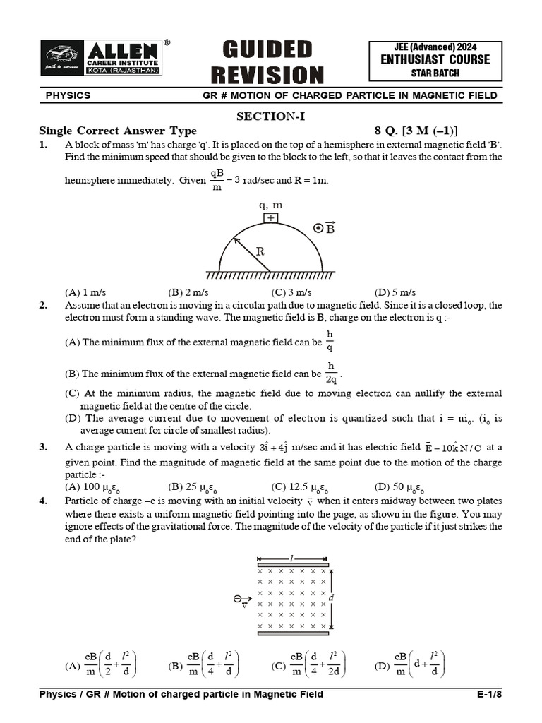 18 - GR (Motion of Charged Particle in Magnetic Field) - Eng | PDF ...