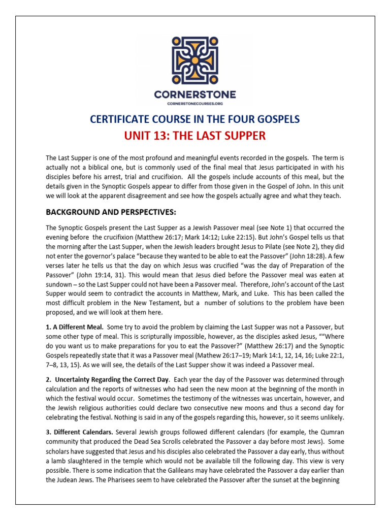 FG Unit 13 Last Supper | PDF | Last Supper | Jesus