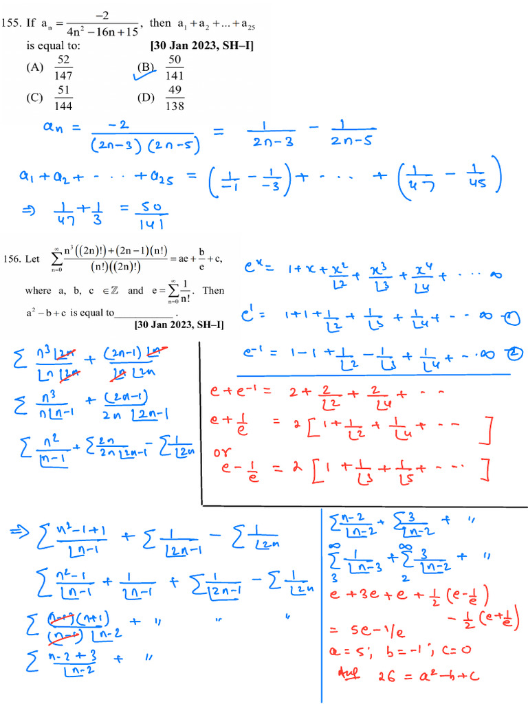 JEE MAIN Online PYQ Sequence & Series | PDF