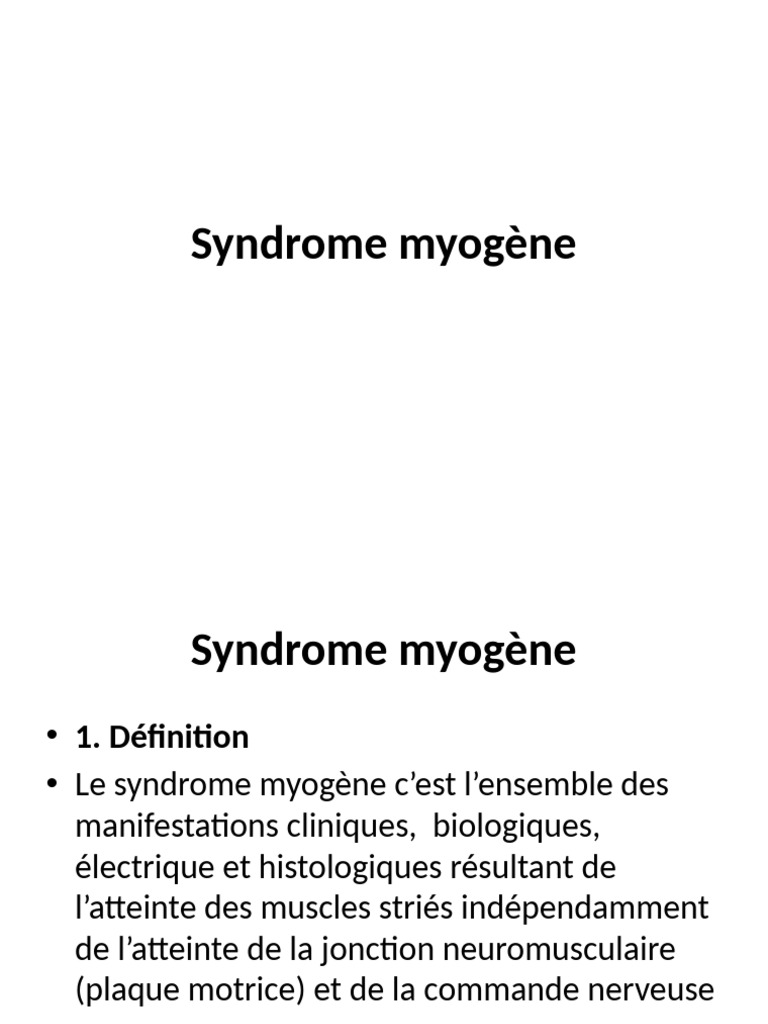 Syndrome Myogène | PDF | Muscle | Électromyogramme
