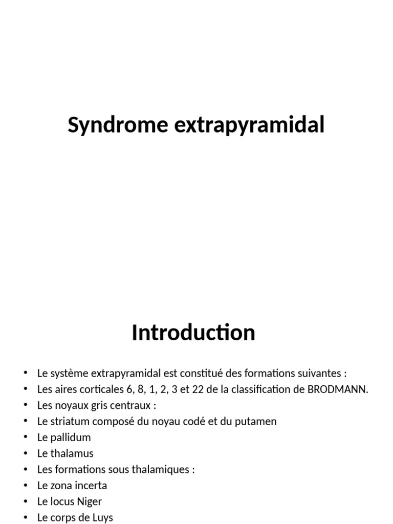 Syndrome Parkinsonien et Extrapyramidal | PDF | Maladie de Parkinson ...