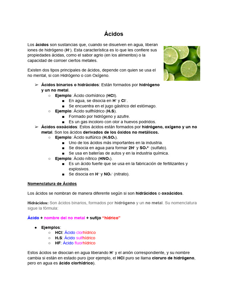 Acidos | PDF | Ácido | Ácido clorhídrico