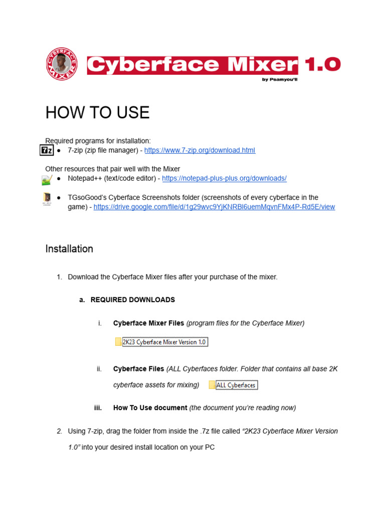 Cyberface Mixer INSTALL AND USE 9yw3vn | PDF | Computer File | Operating System Families