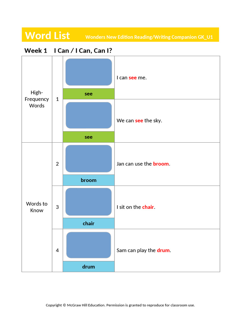 Unit 1 Week 1 Word List (English) | PDF